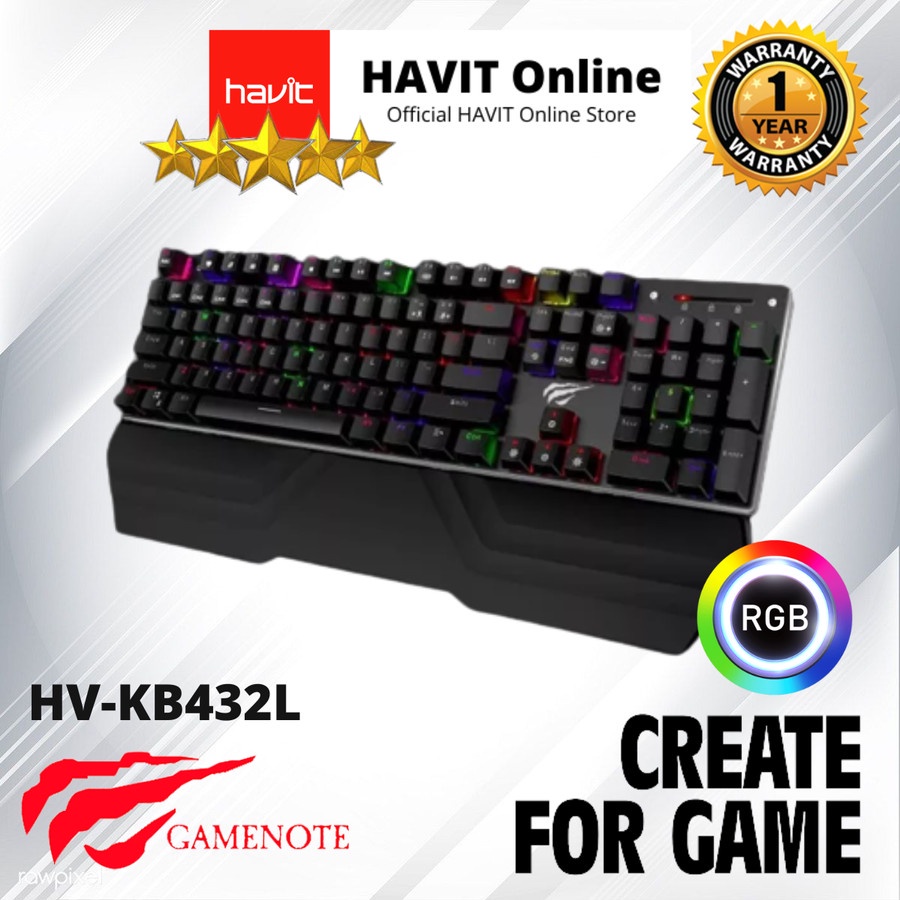 Jual HAVIT Keyboard Mechanical RGB HV-KB432L with Detachable Wrist Rest ...