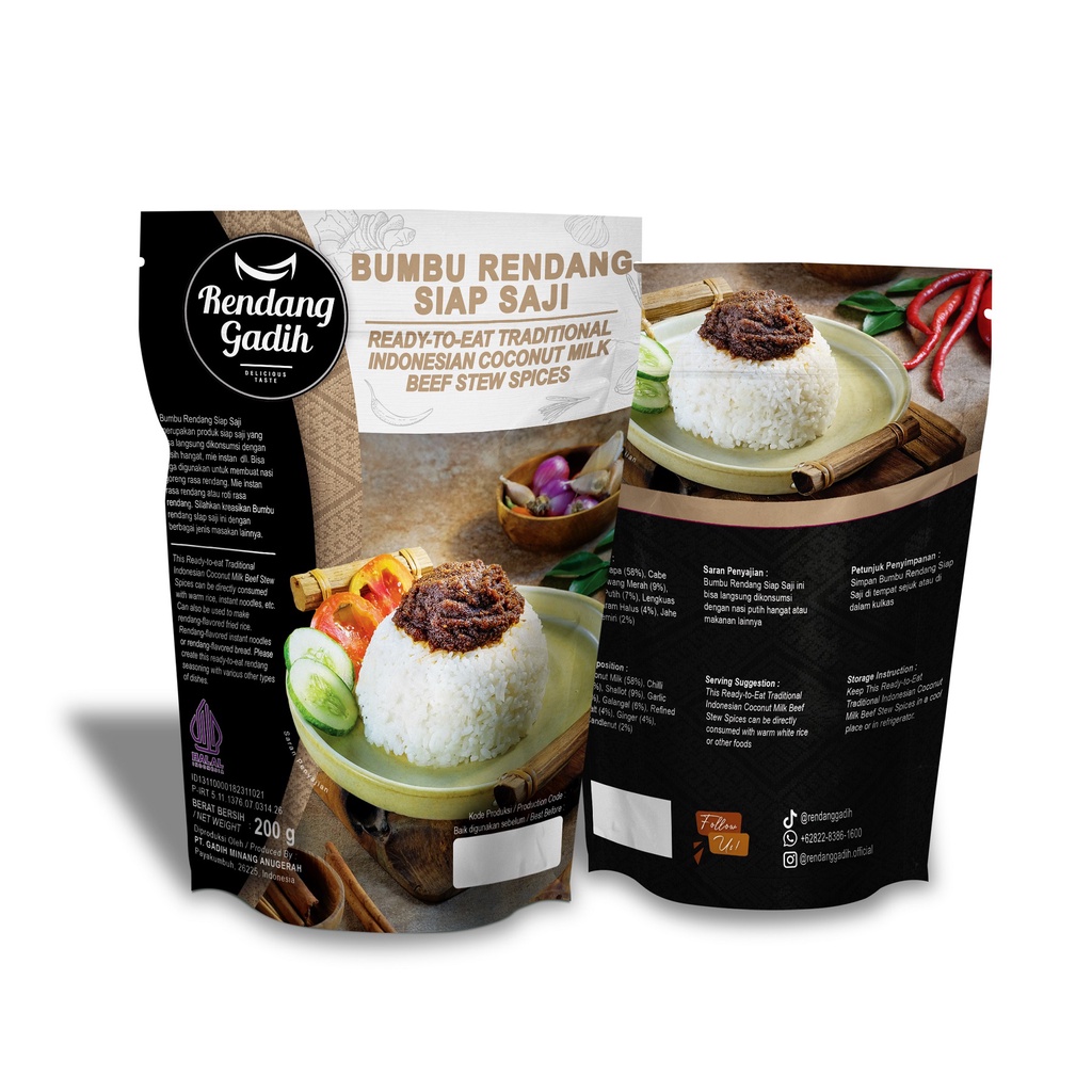 Jual Rendang Gadih - Bumbu Rendang Siap Saji 150 g & 250 g | Shopee ...