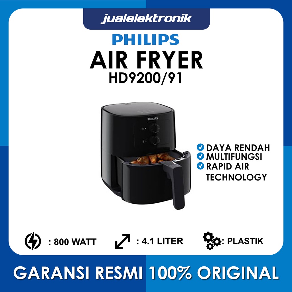 Jual Philips HD9200/91 – Air Fryer Low Watt 800 Watt Rapid Air Technology | Shopee Indonesia