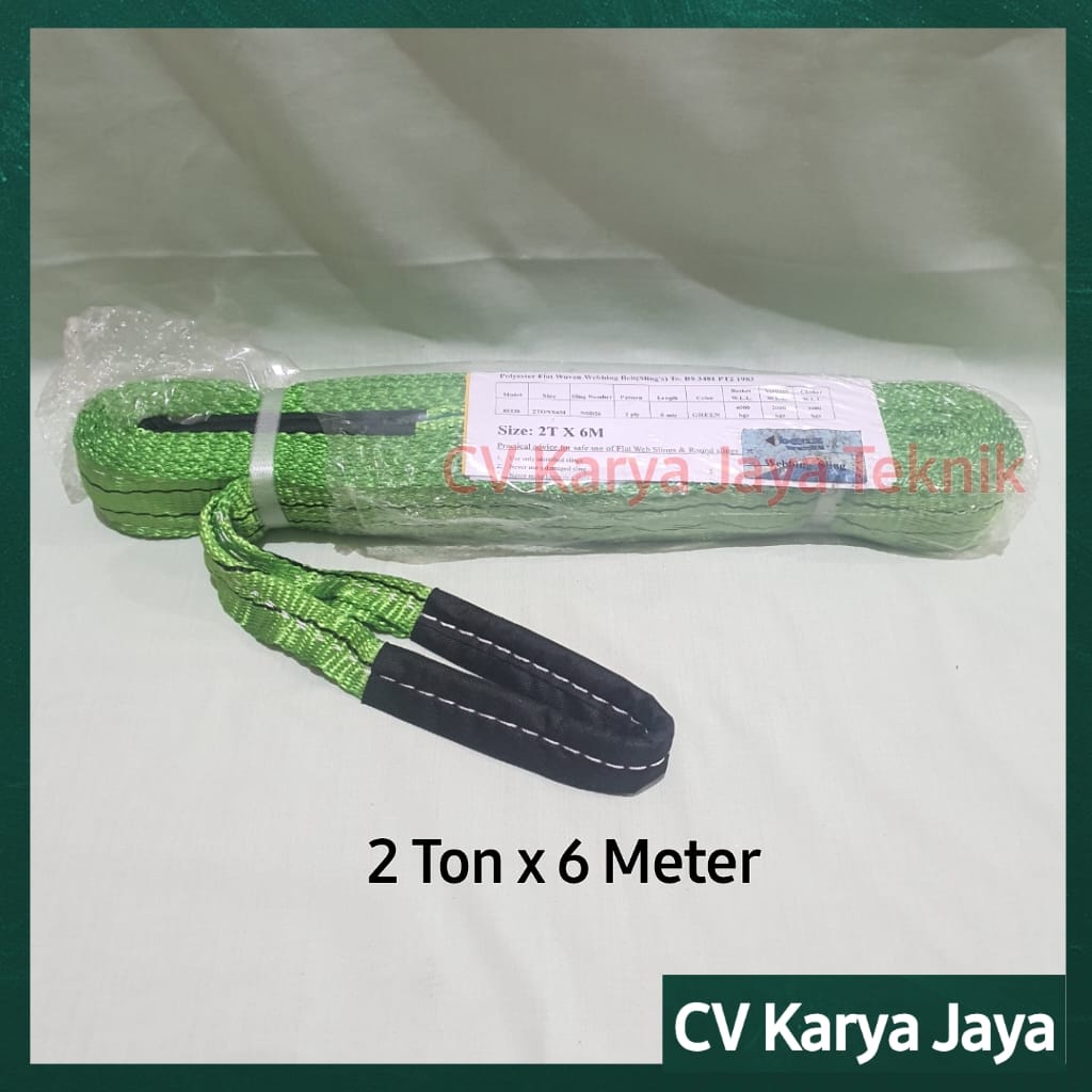 Jual Tali Webbing Sling Belt 2 Ton x 6 Meter Benz Hijau / Tali Angkat ...