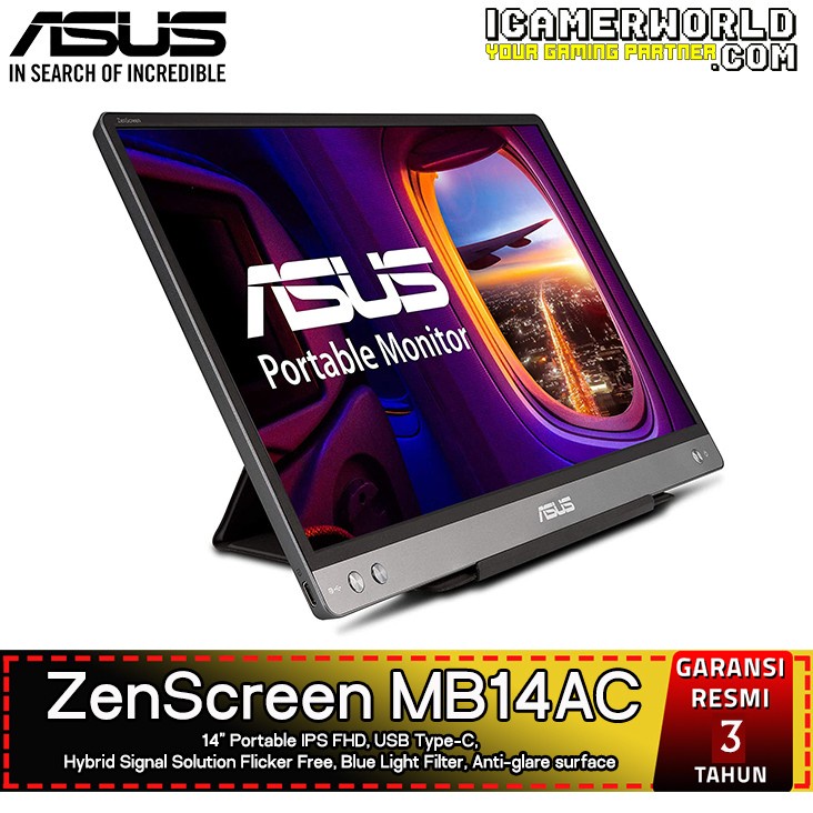 Jual ASUS ZenScreen MB14AC 14 inch FHD Hybrid Signal USB Type-C Monitor ...