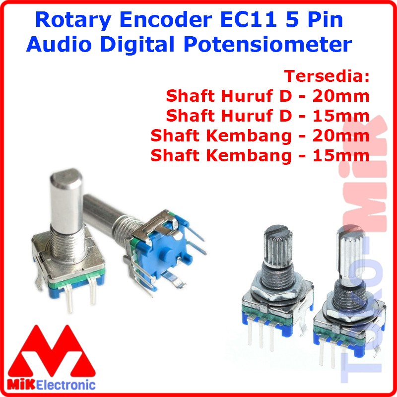 Jual Rotary Encoder EC11 5 Pin Audio Digital Potensiometer | Shopee ...