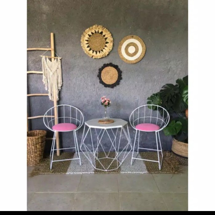 Jual LJ1 Kursi teras ruang tamu besi custom marmer marble | Shopee ...