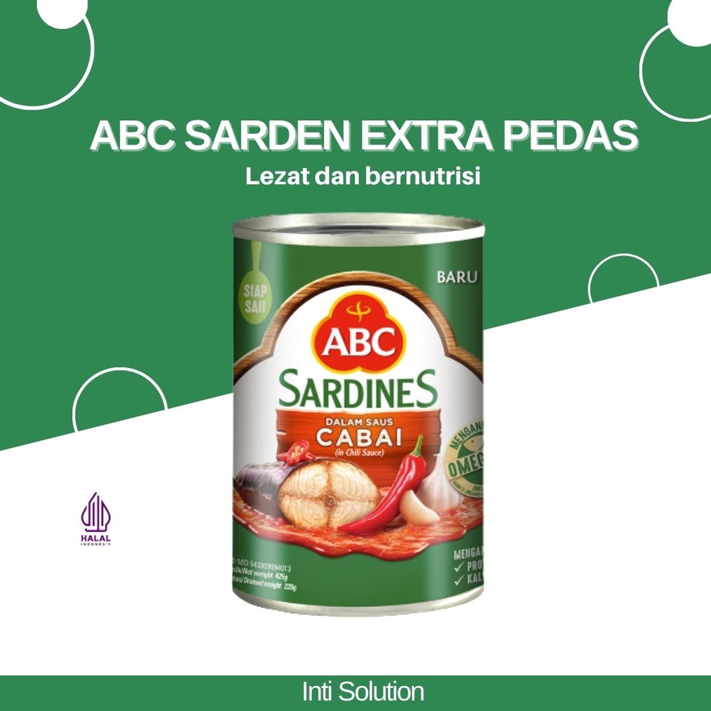 Jual ABC Sarden Extra Pedas 425 gram / Sarden Ikan Kaleng | Shopee ...
