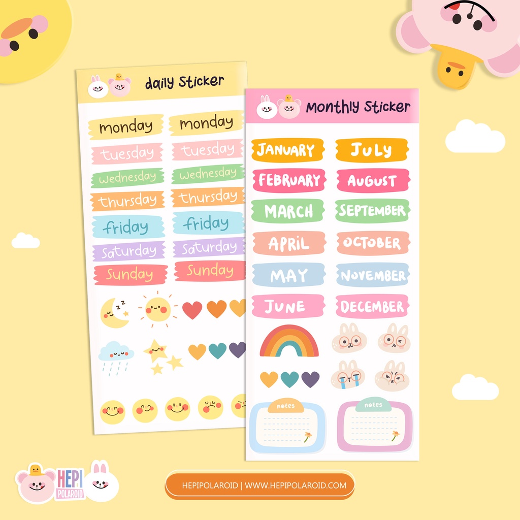 Jual Date month daily sticker stiker bulan dan hari Bujo Stiker PAstel ...