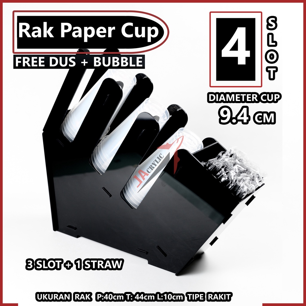 Jual Rak Paper Cup Sedotan Akrilik / Organizer Paper Cup 3 + 1 Slot ...