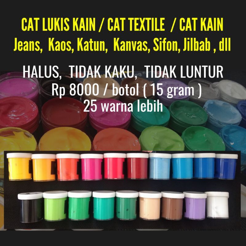 Jual Cat Kain Textile Sepatu Canvas 10 Ml dan 20 Ml Cat Lukis Kain Cat ...