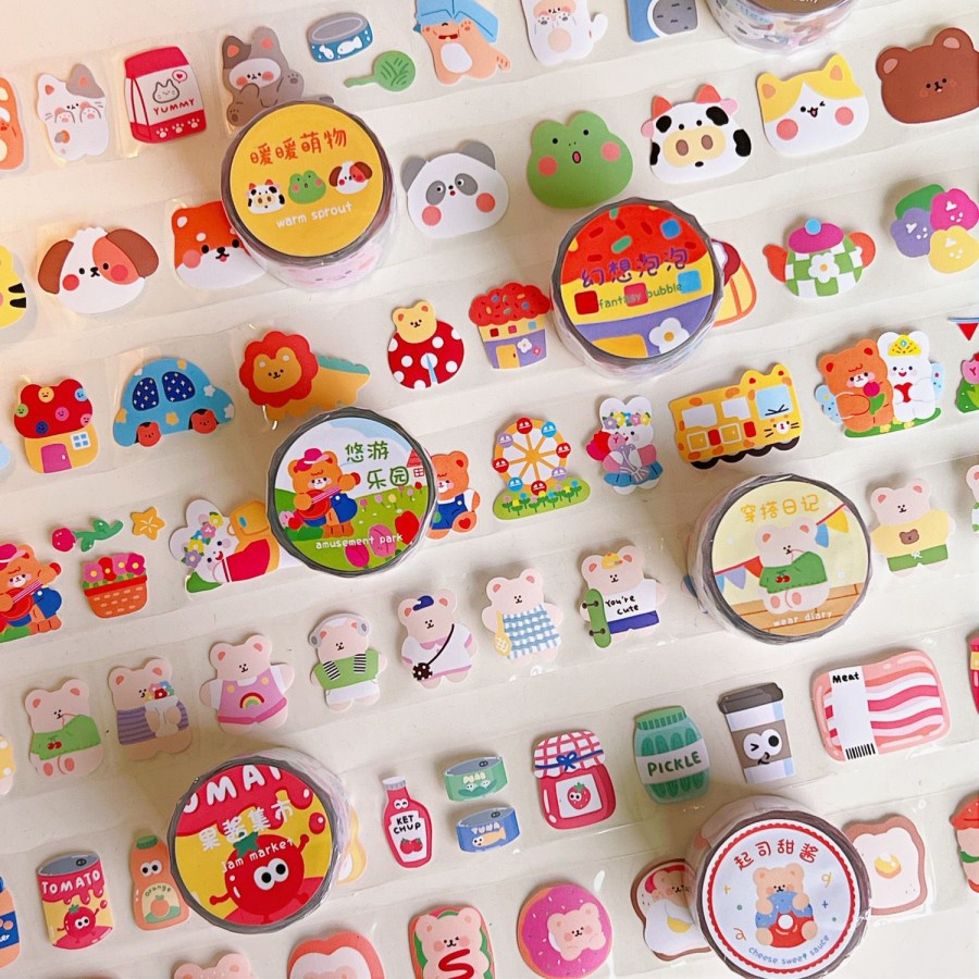 Jual STICKER ROLL KAWAII / STICKER TAPE ROLL ANIMAL CARTOON CUTE ...