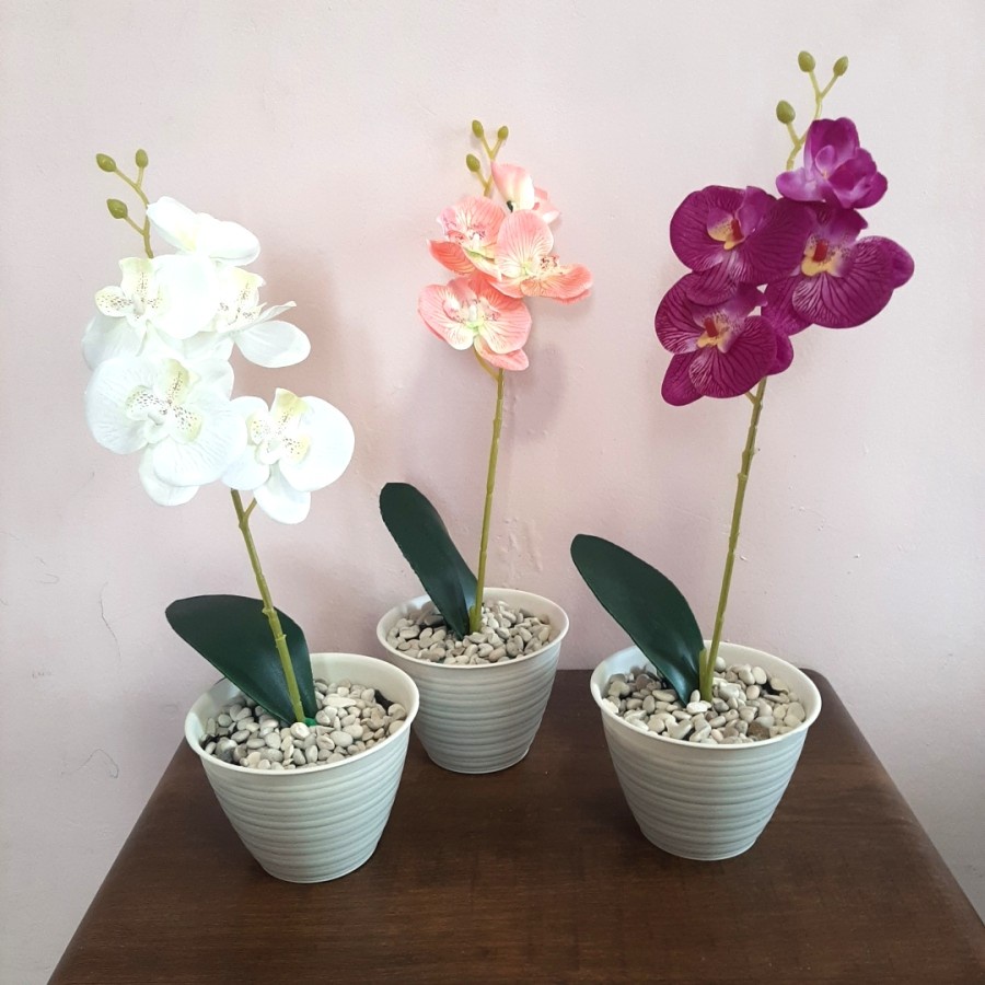 Jual BUNGA ANGREK POT HIASAN MEJA DEKORASI ANGGREK HIAS PALSU ...
