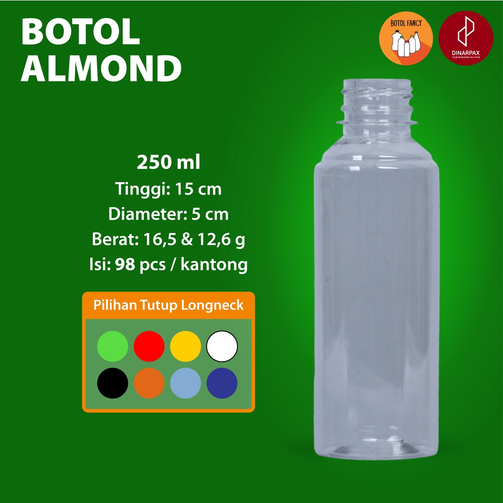 Jual Botol Almond 250ml / Botol Minuman 250 ml KUALITAS UTAMA / Botol ...
