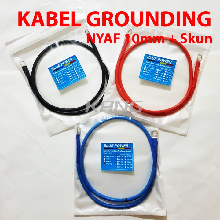 Jual [200cm] Kabel NYAF 10mm Plus Skun Kabel Grounding Ground BLUE ...