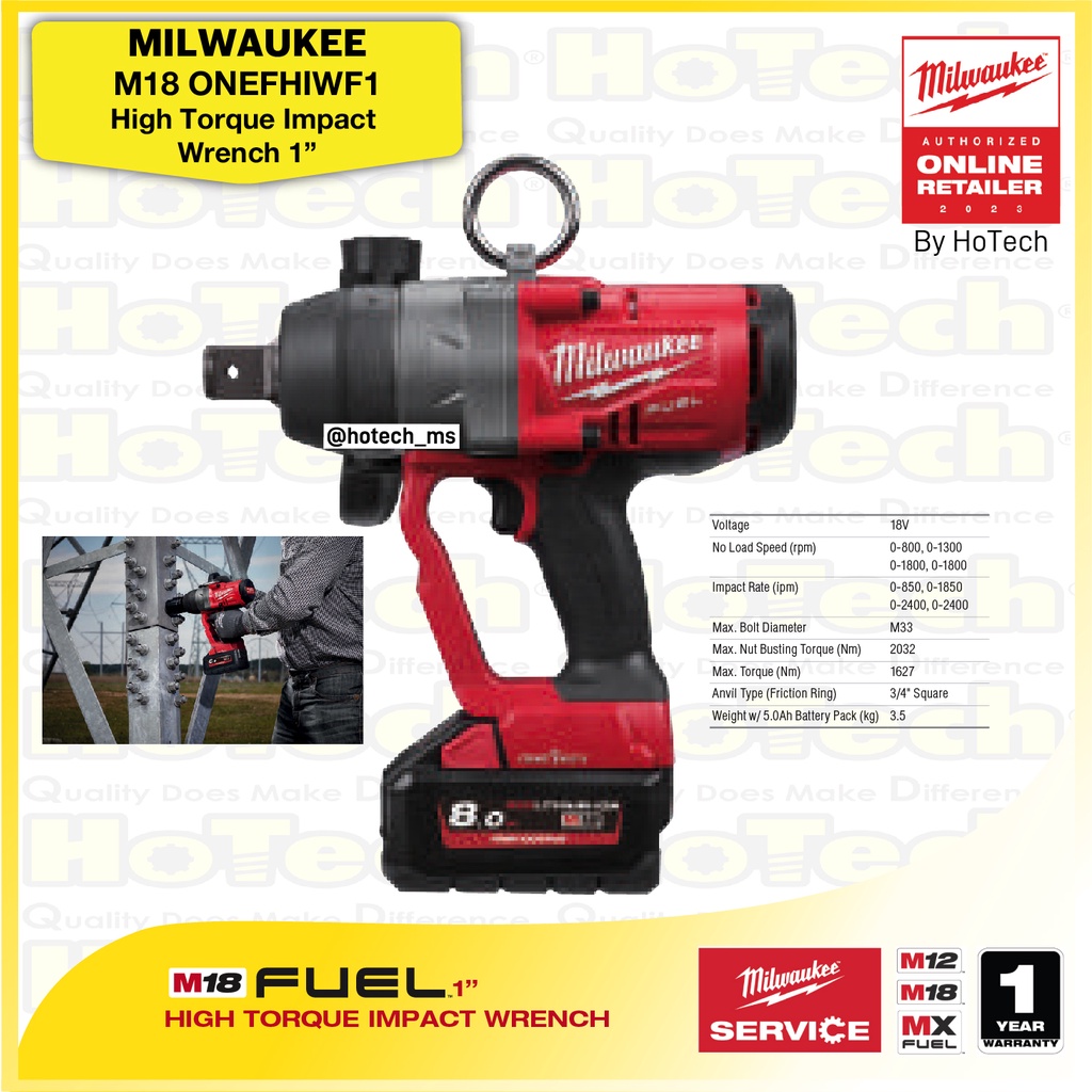 Jual MILWAUKEE | Impact Wrench 1" M18 ONEFHIWF1 | 18Volt Mesin Impact ...