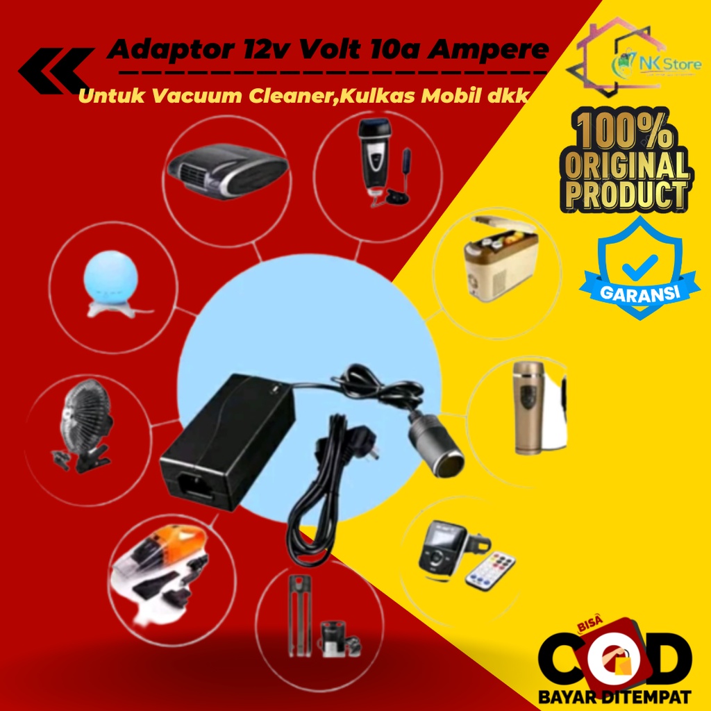 Jual Adaptor 12v Volt 10a Ampere Vacum Cleaner Pompa Mobil Ke Colokan ...