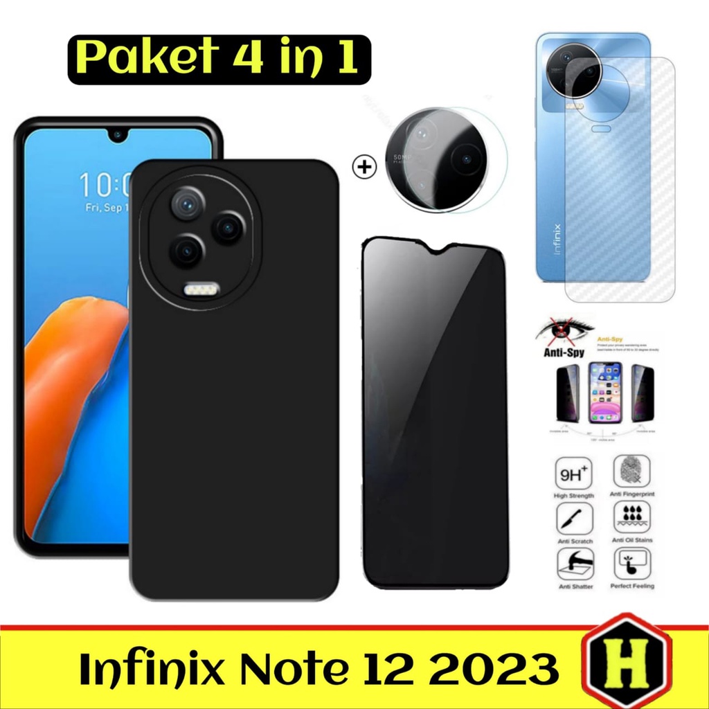Jual Paket 4IN1 Case Black For Infinix Note 12 2023 SoftCase Premium ...