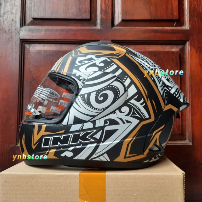 Jual Helm INK CL MAX Seri 8 Black Gold Doff | Helm Fullface INK CL MAX ...