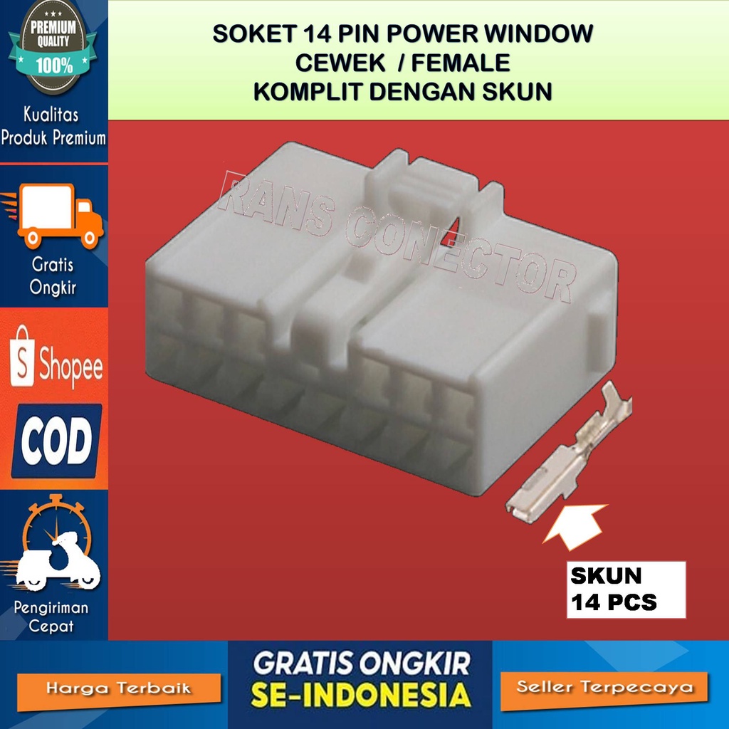 Jual SOKET SOCKET 14 PIN FEMALE SWIT SAKLAR POWER WINDOW GREAD COROLA ...