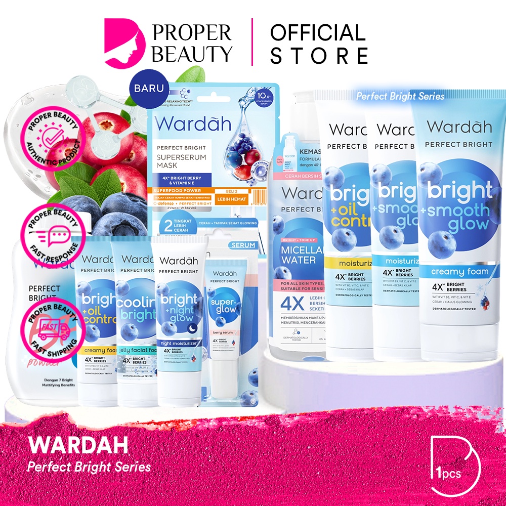 Jual WARDAH Perfect Bright Series Indonesia / Micellar Water Creamy Foam Jelly Facial Foam Night ...
