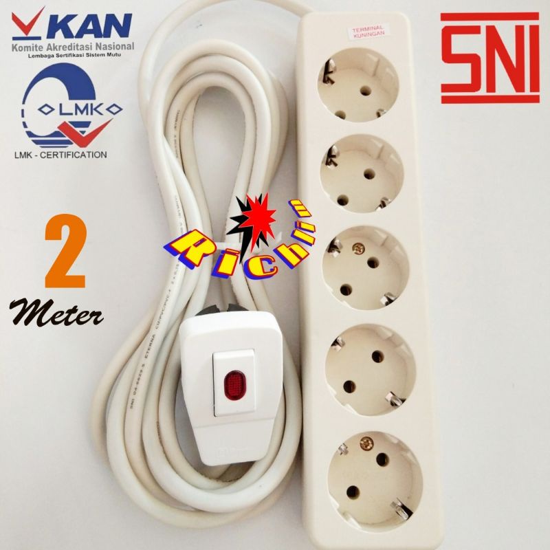 Jual COLOKAN LISTRIK/STOP KONTAK UTICON 5 LUBANG+2 METER KABEL ETERNA ...