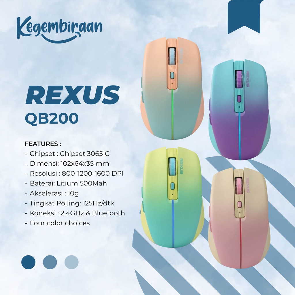 Jual Mouse Rexus Wireless Silent Click QB200 Skies Series | Shopee ...