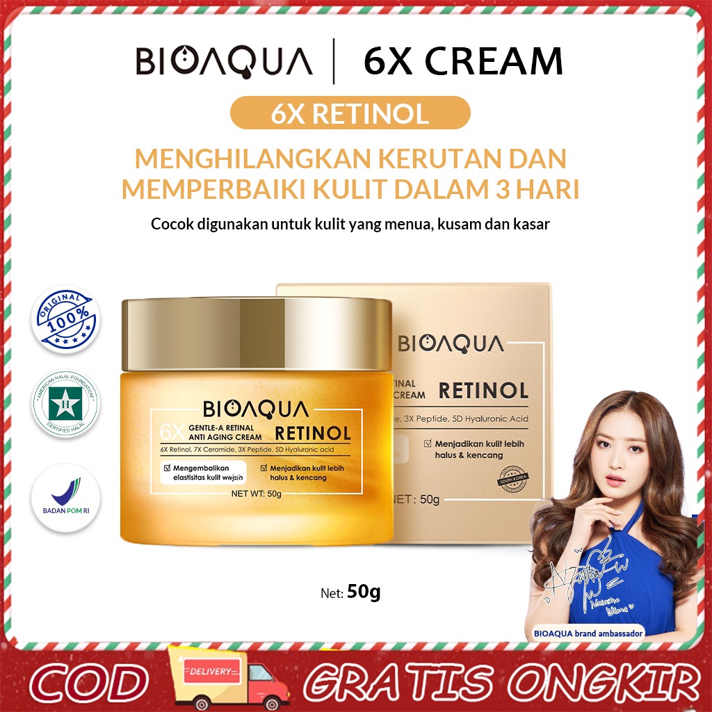 Jual BIOAQUA 6X Gentle-A Retinol Cream Wajah Anti Aging Pelembab Wajah ...