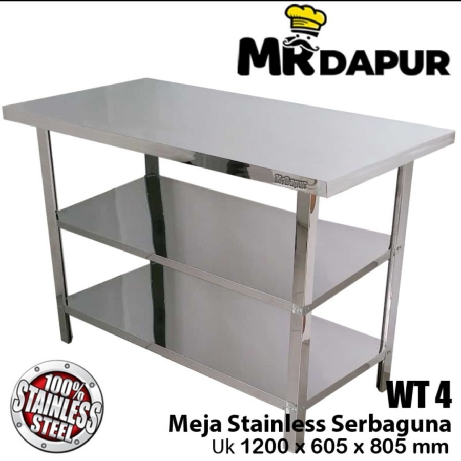 Jual MEJA KERJA WORK TABLE STAINLESS MRDAPUR WT4 ORIGINAL | Shopee ...
