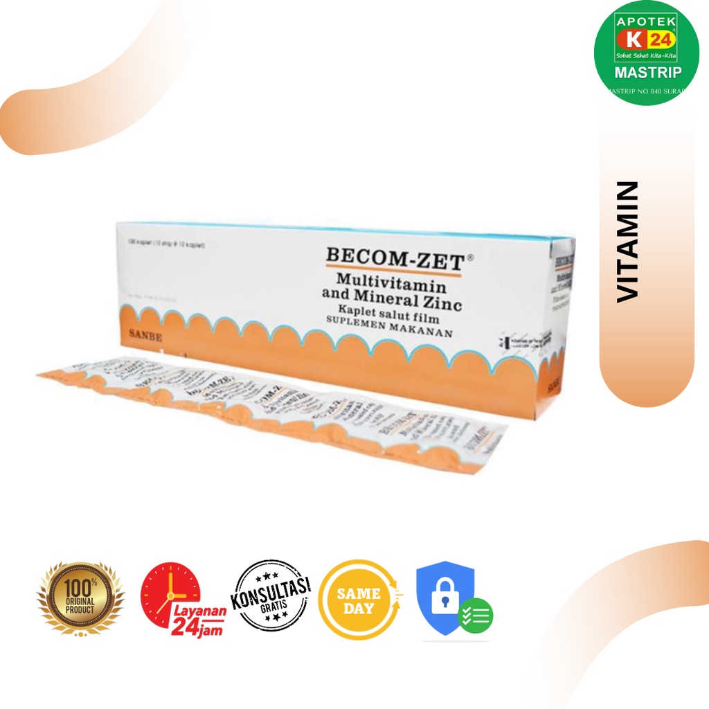 Jual Becom Zet Kaplet / Multivitamin Daya Tahan Tubuh / Dewasa ...
