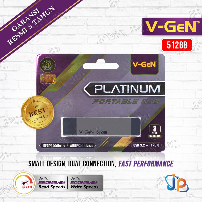 Jual V-Gen SSD Portable Platinum 512GB - VGen 512 GB USB 3.2 Type C ...