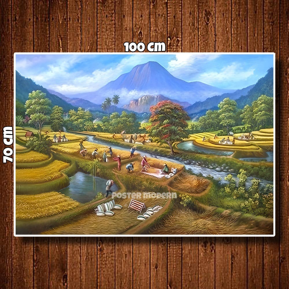 Jual HIASAN DINDING POSTER GAMBAR PANEN PADI #CODE12 UKURAN XTRA JUMBO ...