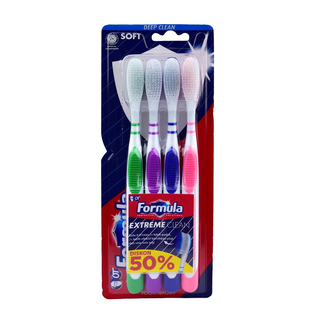 Jual SIKAT GIGI FORMULA EXTREME CLEAN SOFT TOOTHBRUSH ISI 4 | Shopee ...