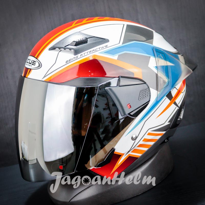 Jual ZEUS Helm ZS611 PATTERN | WHITE TT29 GRAY RED | ZS 611 DOUBLE ...