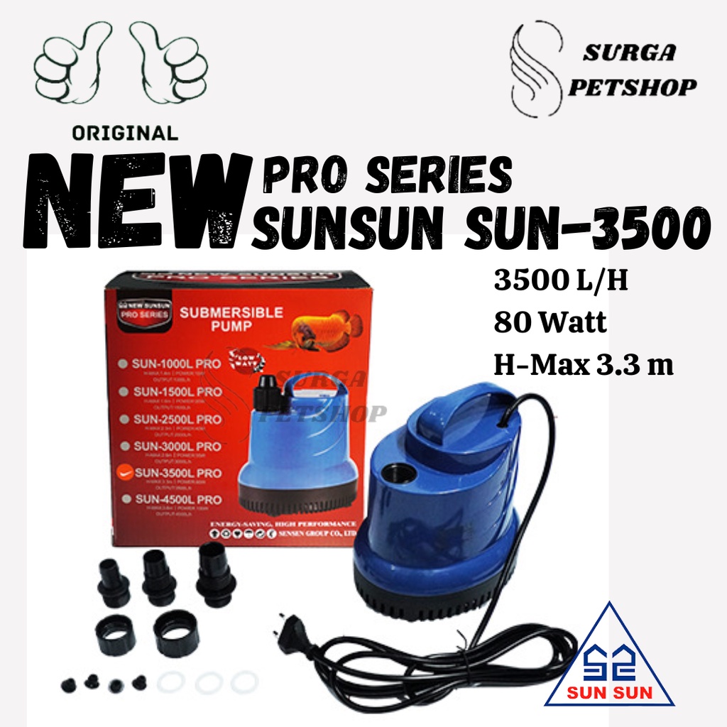 Jual NEW SUNSUN SUN 3500 PRO SERIES POMPA AIR CELUP AKUARUM KOLAM IKAN SUN3500PRO 3500L WATER ...