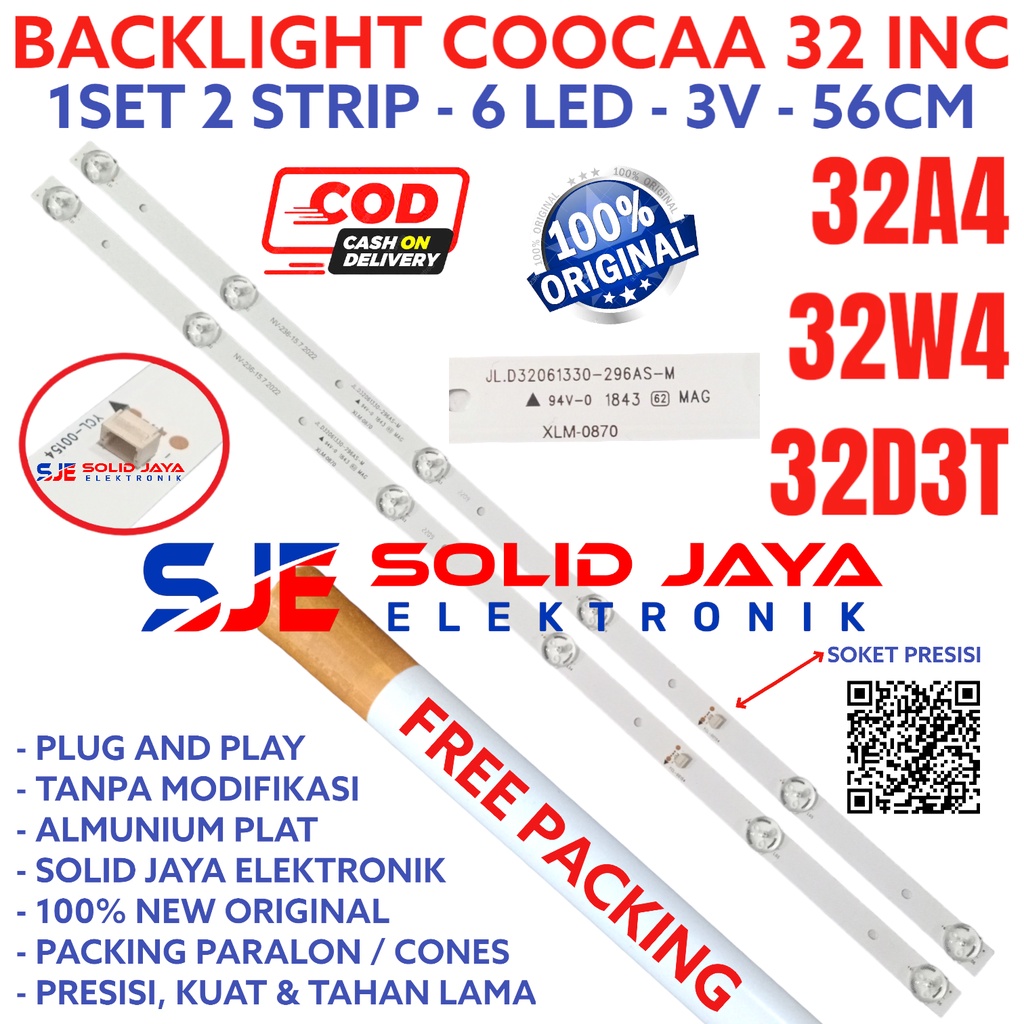 Jual BACKLIGHT TV LED COOCAA 32 INC 32A4 32W4 32D3T LAMPU BL 6K 3V 6 KANCING 3 VOLT V 32A 32W ...