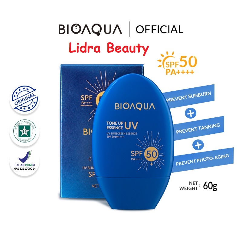 Jual Lidra BPOM BIOAQUA UV Sunscreen Essence SPF 50 PA++++ 60g | Shopee Indonesia