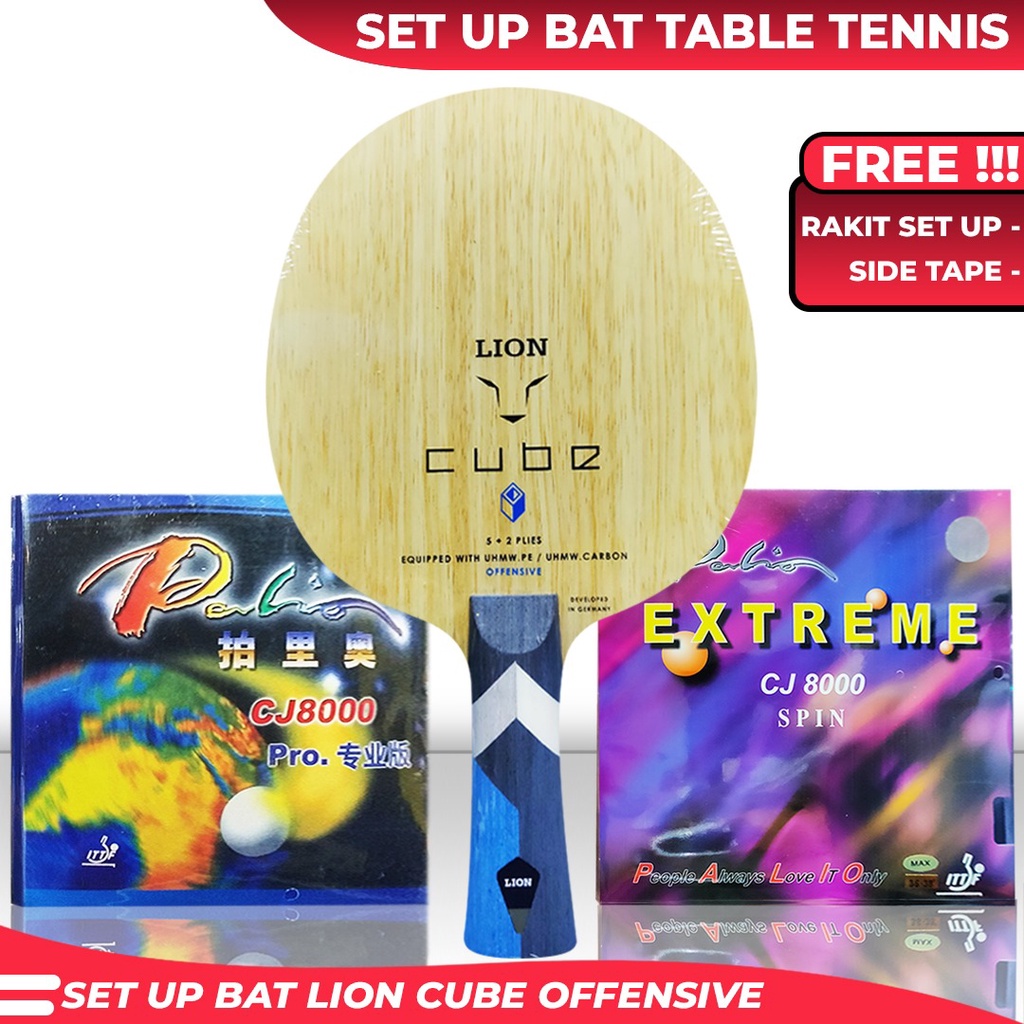 Jual Paket Bat Pingpong Rakitan Lion Cube OFF Palio CJ8000 Spin CJ8000 Pro | Shopee Indonesia