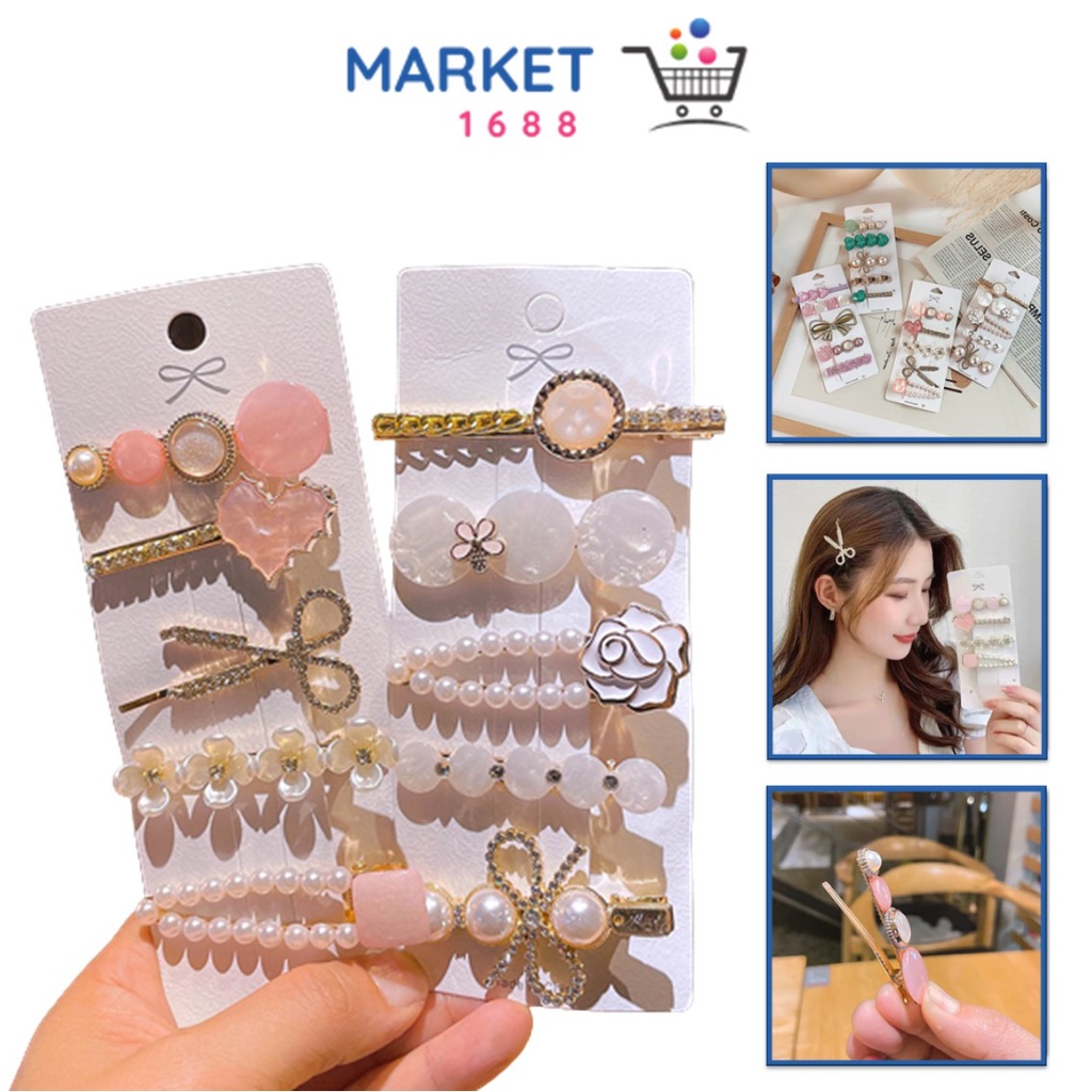 Jual Market1688 Jepit Rambut Mutiara 5 IN 1 Jepitan Rambut Fashion ...