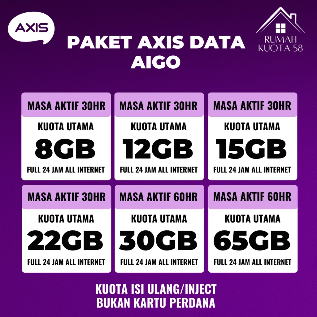 Jual PAKET DATA AXIS AIGO FULL KUOTA UTAMA | Shopee Indonesia