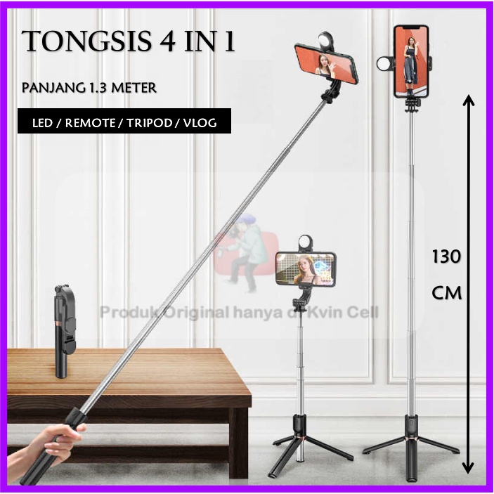 Jual PLOKAMA K8 LED Tongsis Tripod 3 in 1 Bluetooth Selfie Stick 4 in 1 LED 130 CM 1.3M 130cm ...