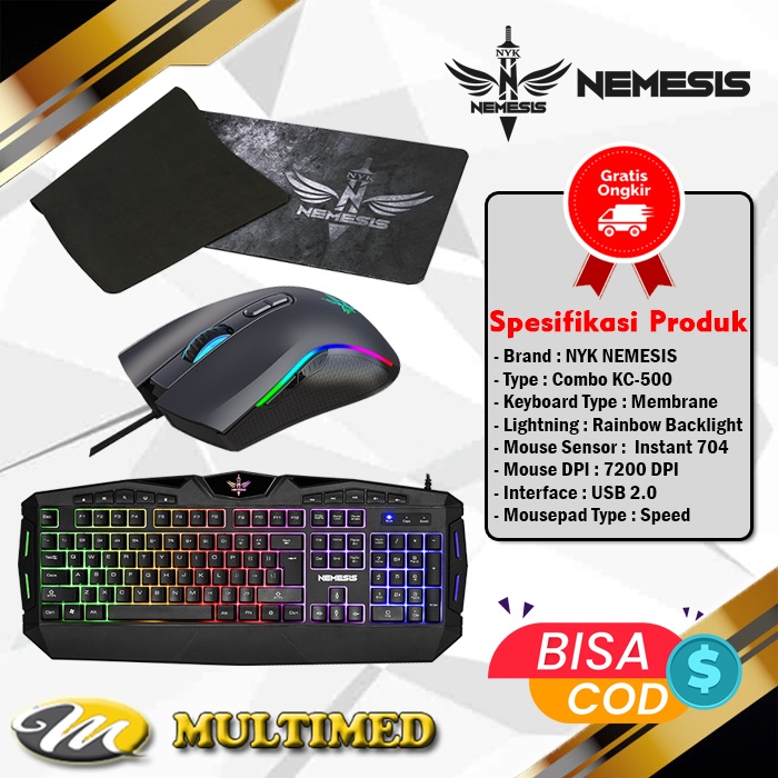 Jual KEYBOARD GAMING COMBO NYK NEMESIS BASILLISK KC- 500 | Shopee Indonesia