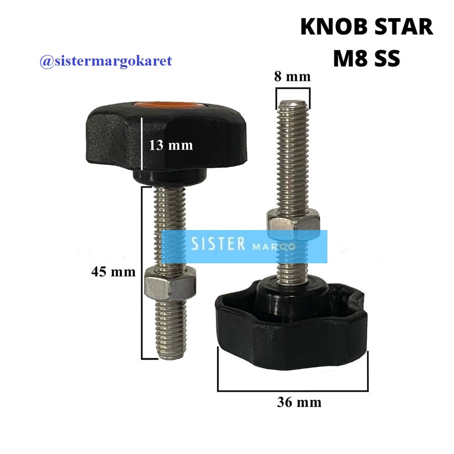 Jual Knob Star Adjuster Baut M8 T45 Orange Stainless Steel | Shopee ...
