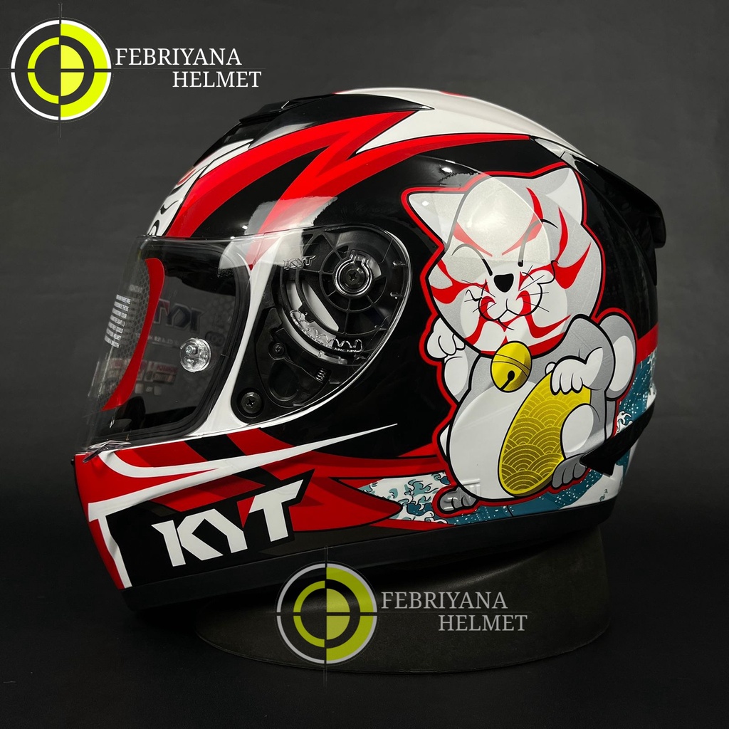 Jual HELM KYT R10 KABUKI CAT WHITE GLOSSY FULL FACE KYT | Shopee Indonesia