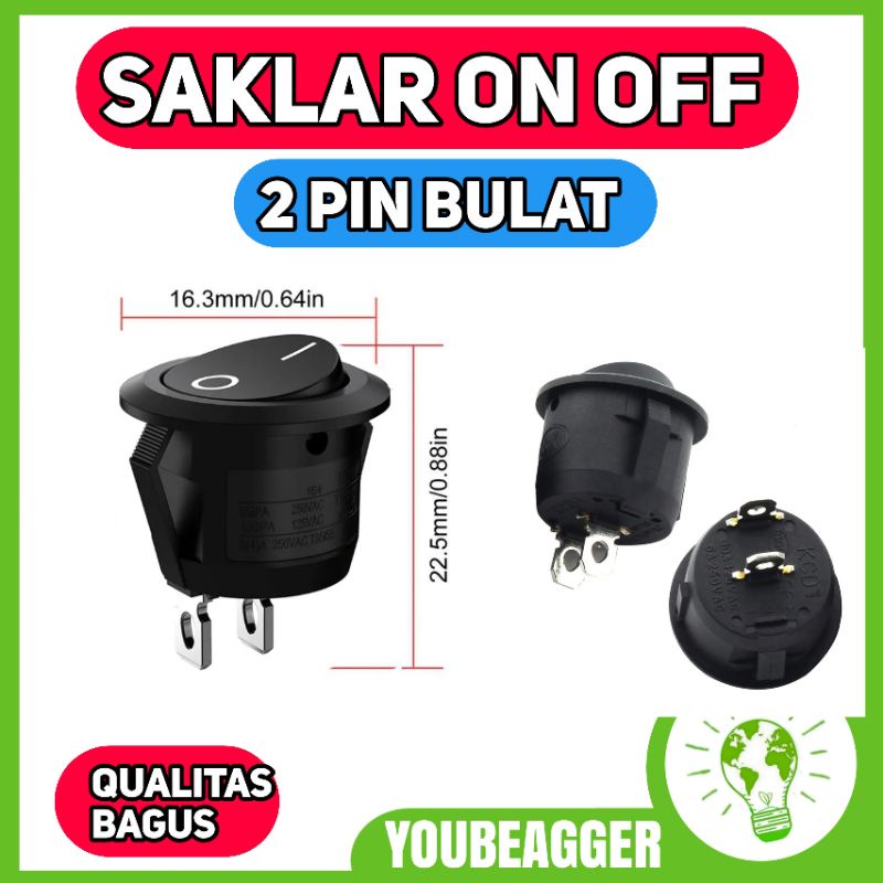 Jual Switch saklar ON OFF 2 kaki bulat 6A 250V 10A 125V | Shopee Indonesia