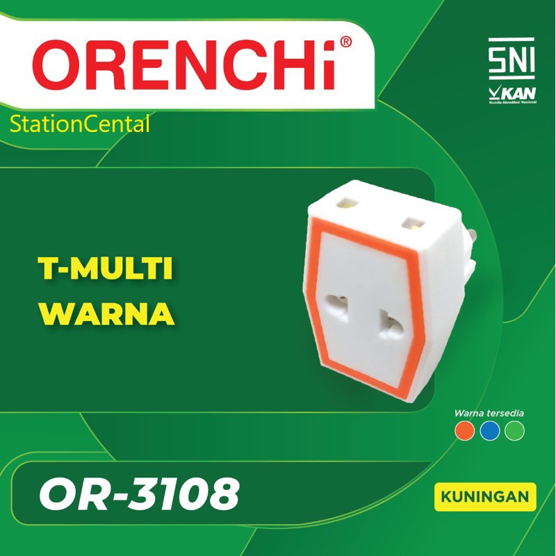 Jual Steker T Stop Kontak Multi Warna 3 Lubang Orenchi OR-3108 SNI ...