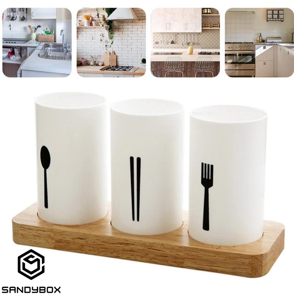 Jual Rak Tempat Wadah Sendok Garpu Sumpit Desain Kayu Minimalis estetik ...