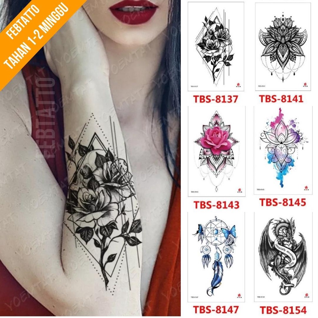 Jual Tato Temporer Ukuran 12cm x 19cm Motif Segitiga Bunga TBS 8137 ...