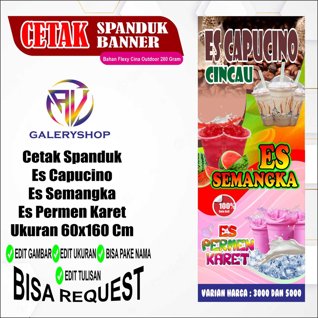 Jual cetak spanduk banner jualan es capcin es semangka, dan es permen ...