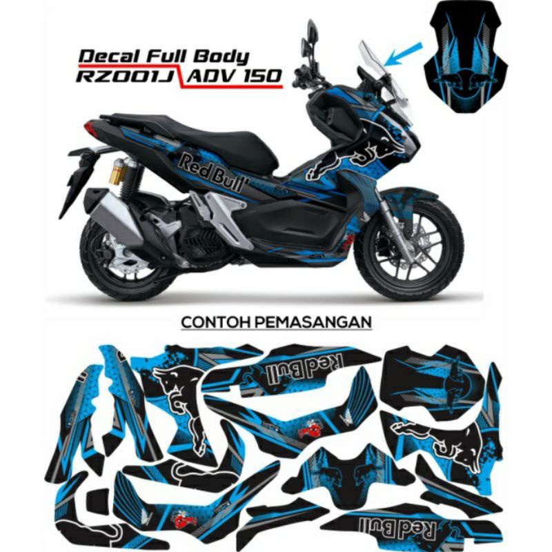 Jual DECAL STIKER FULL BODY HONDA ADV STRIPING REDBULL ADV 150 CUSTOM ...