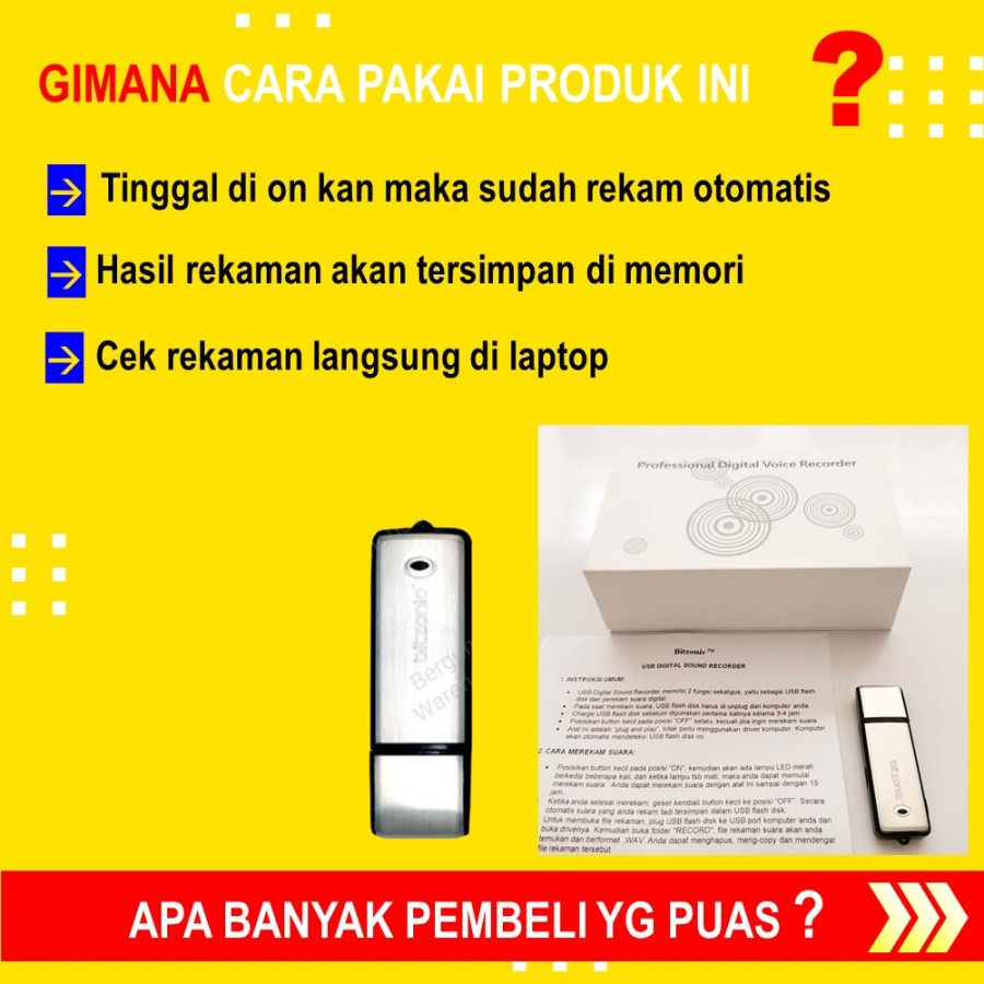 Jual ALAT PEREKAM SUARA TERSEMBUNYI PENYADAP SUARA VOICE RECORDER MINI ...