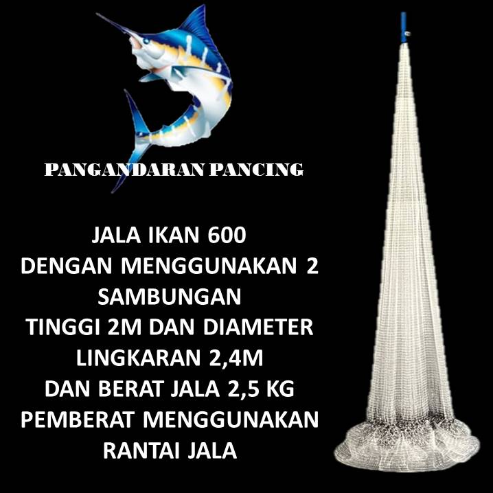 Jual Jala lempar ikan dan udang Jala ikan ukuran 600 mata | Shopee ...