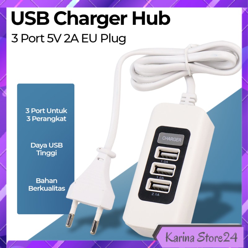 Jual USB CHARGER HUB 3 PORT 5V 2A EU PLUG - C1 | Shopee Indonesia