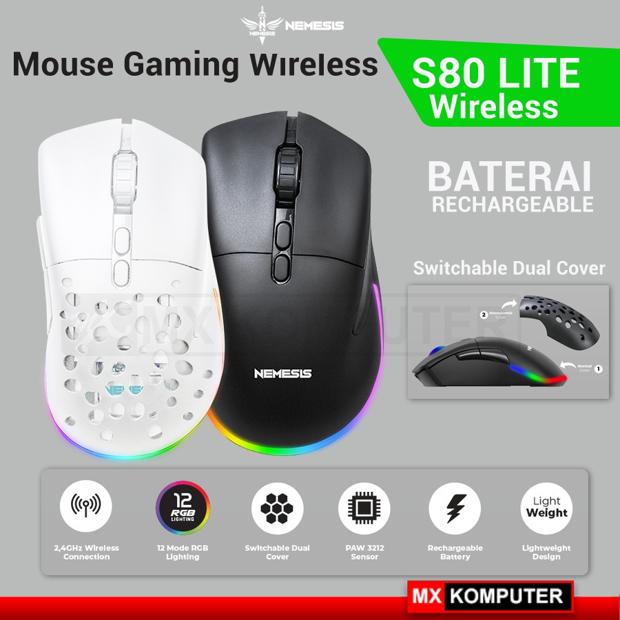 Jual NYK MOUSE GAMING WIRELESS BLACKMOON S80 LITE | Shopee Indonesia